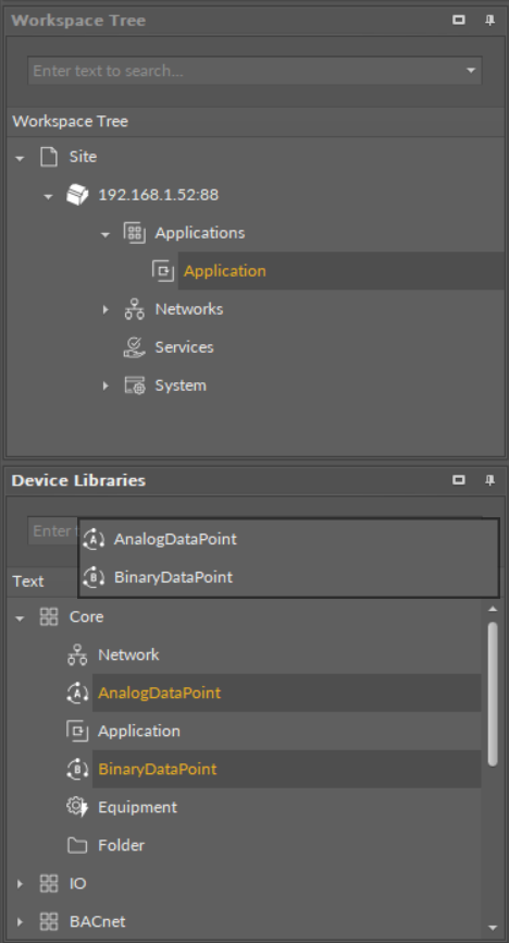 Adding and Removing Components in the Workspace Tree